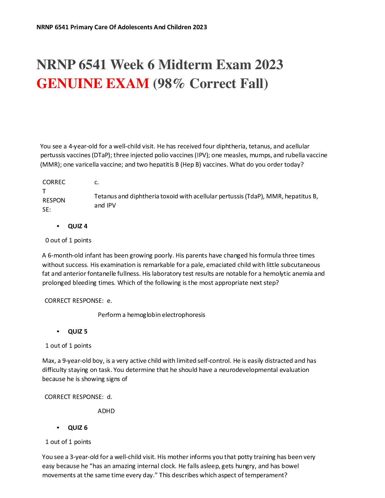 NRNP 6541 Week 6 Midterm Exam 2023 GENUINE EXAM (98% Correct Fall) - Scholarfriends